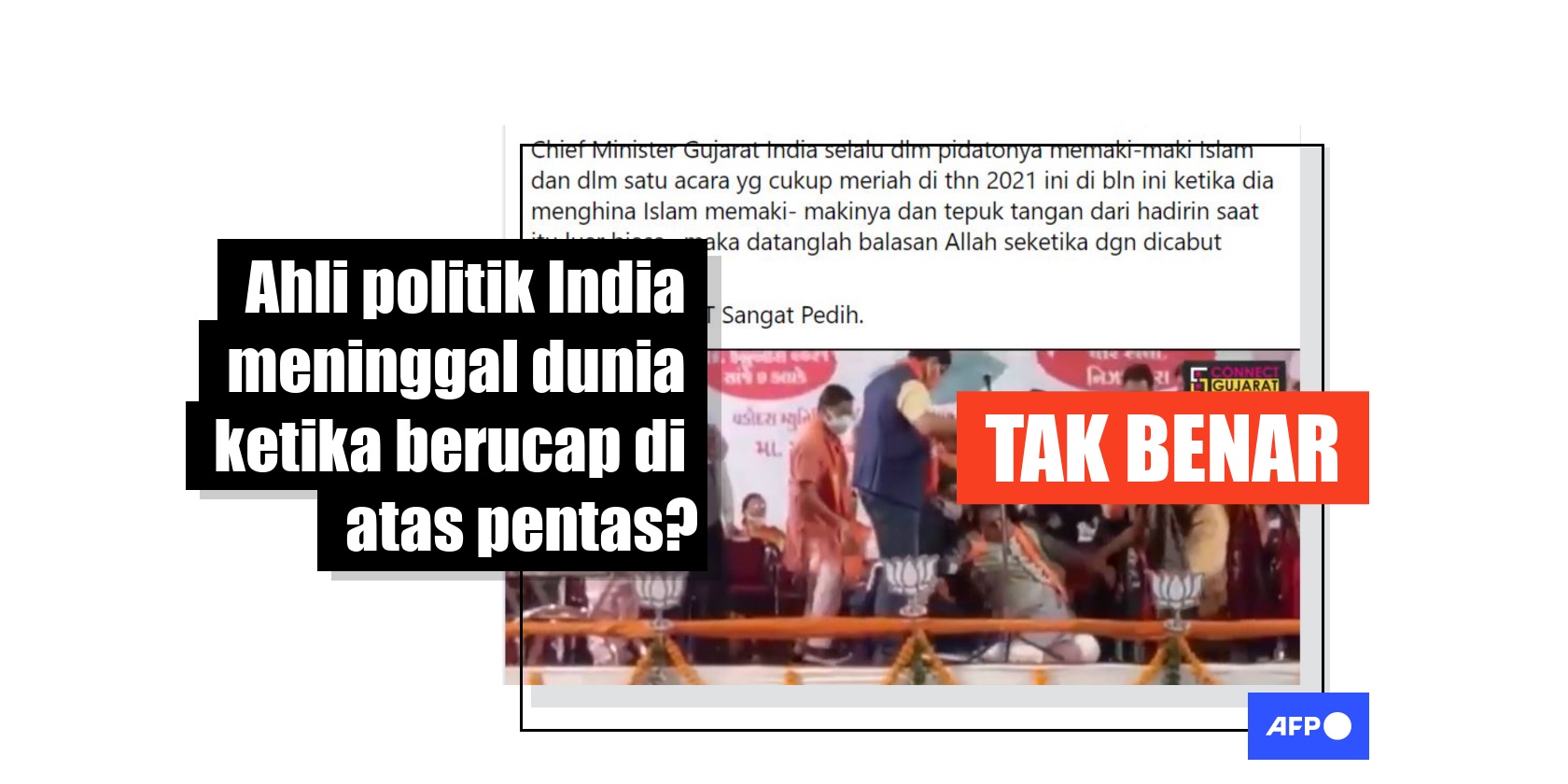 Video ini menunjukkan ahli politik India pengsan di atas pentas ...